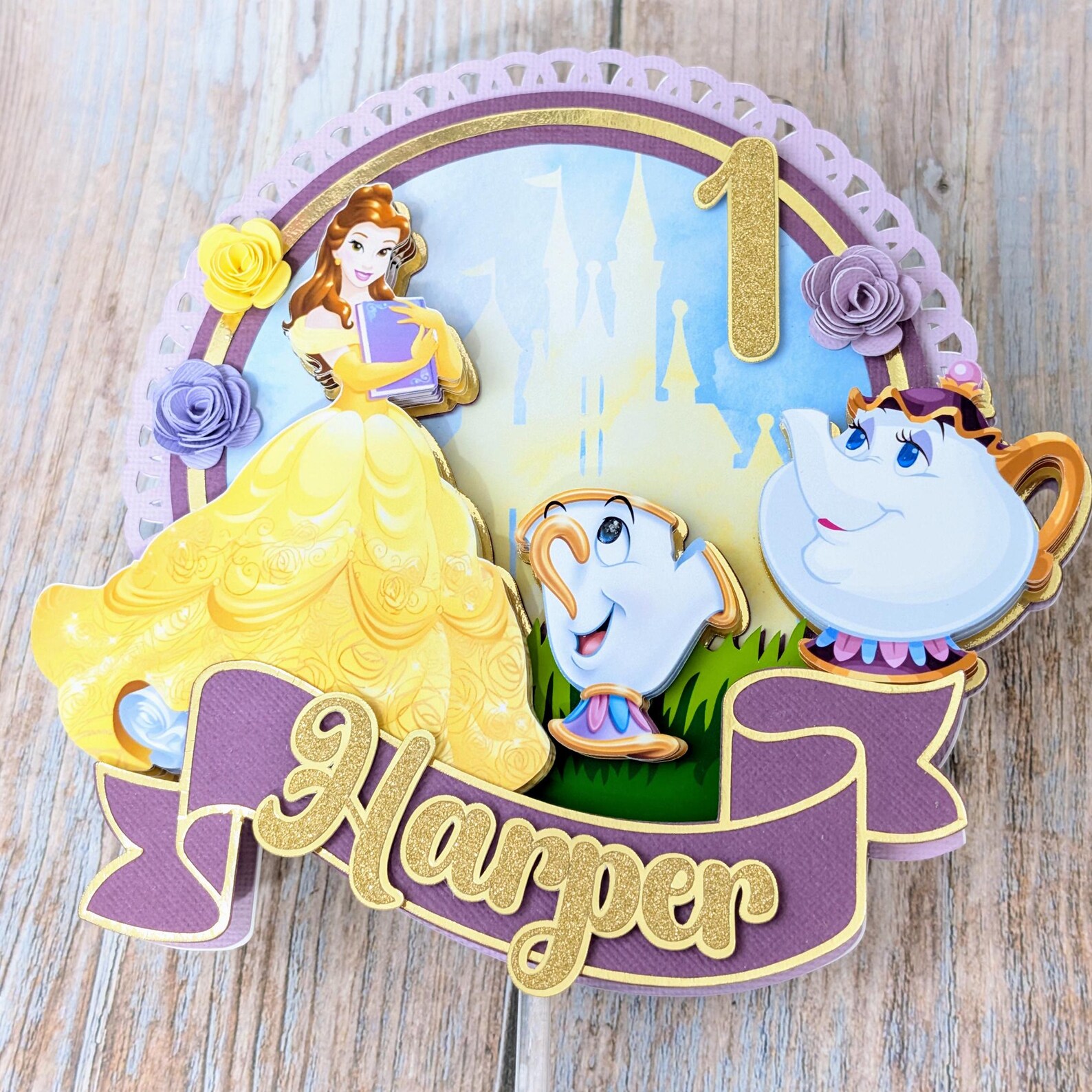 Beauty and the Beast Cake Topper: Personalized Princess Birthday Party ...