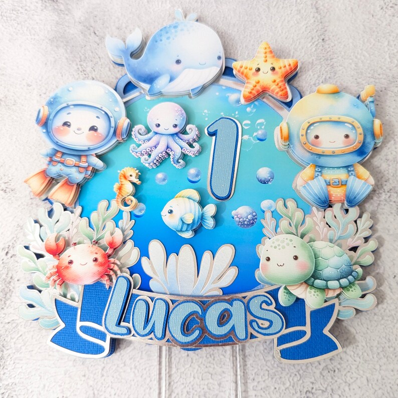 Personalized Under the Sea Cake Topper: Ocean Party Centerpiece - Etsy