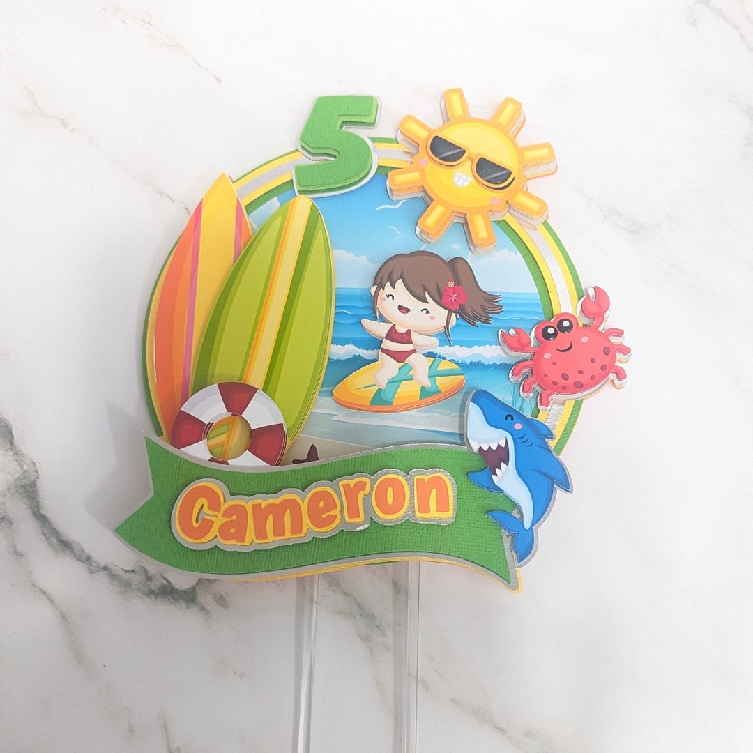 Surfing Cake Topper, Beach Cake Topper, Surfing Party Decorations ...