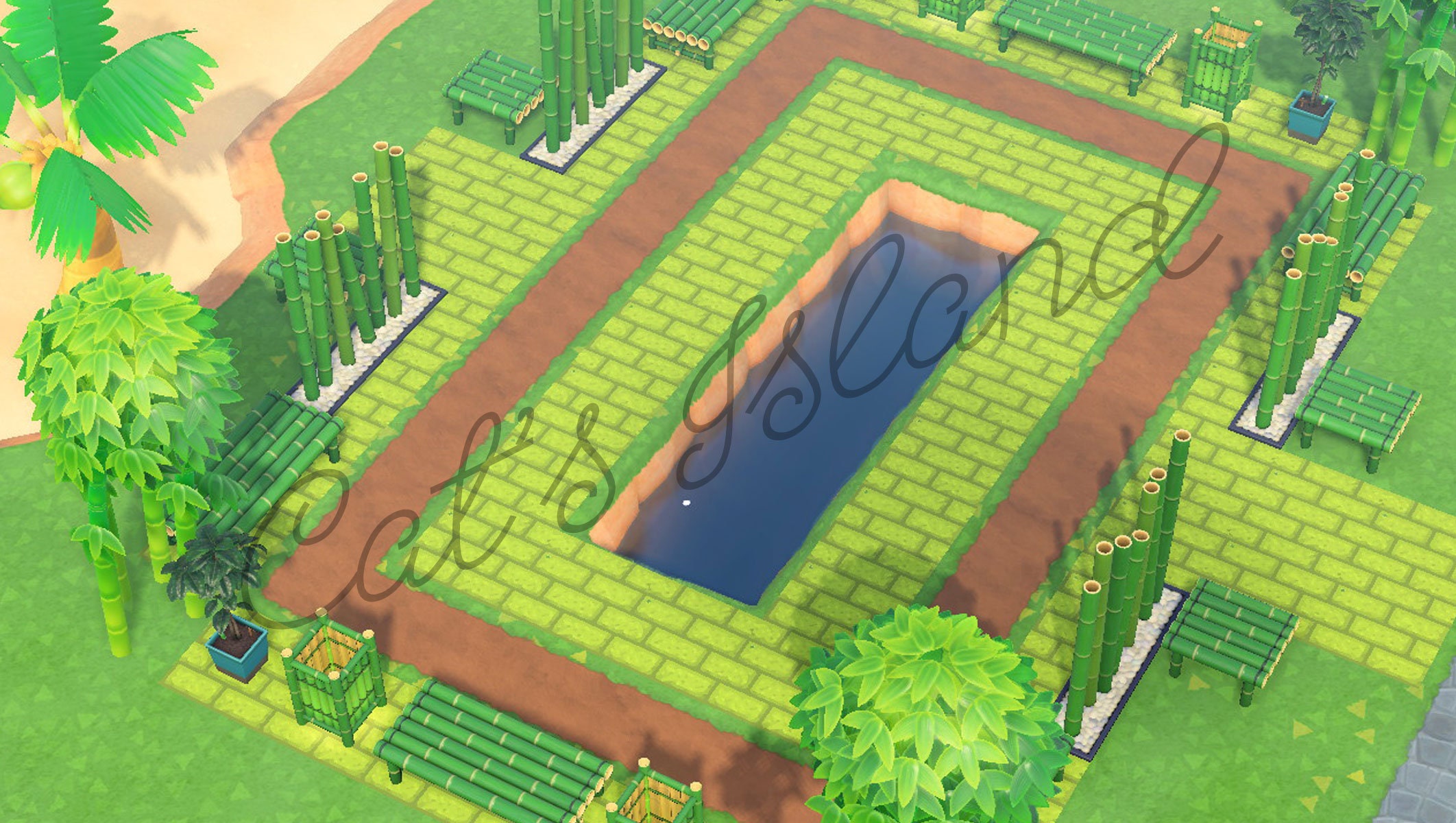 Bamboo Reflection Pool Water Park Layout Design Blueprint Outdoor 10x12 ...