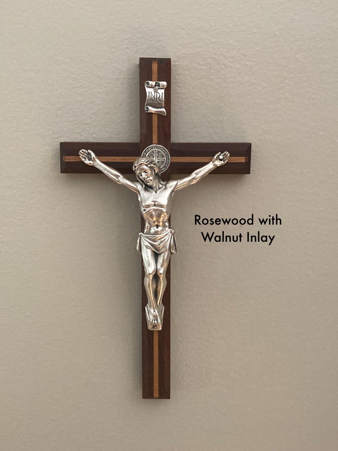 Handmade Wooden Benedictine Crucifix: St. Benedict Medal, Catholic Gift ...