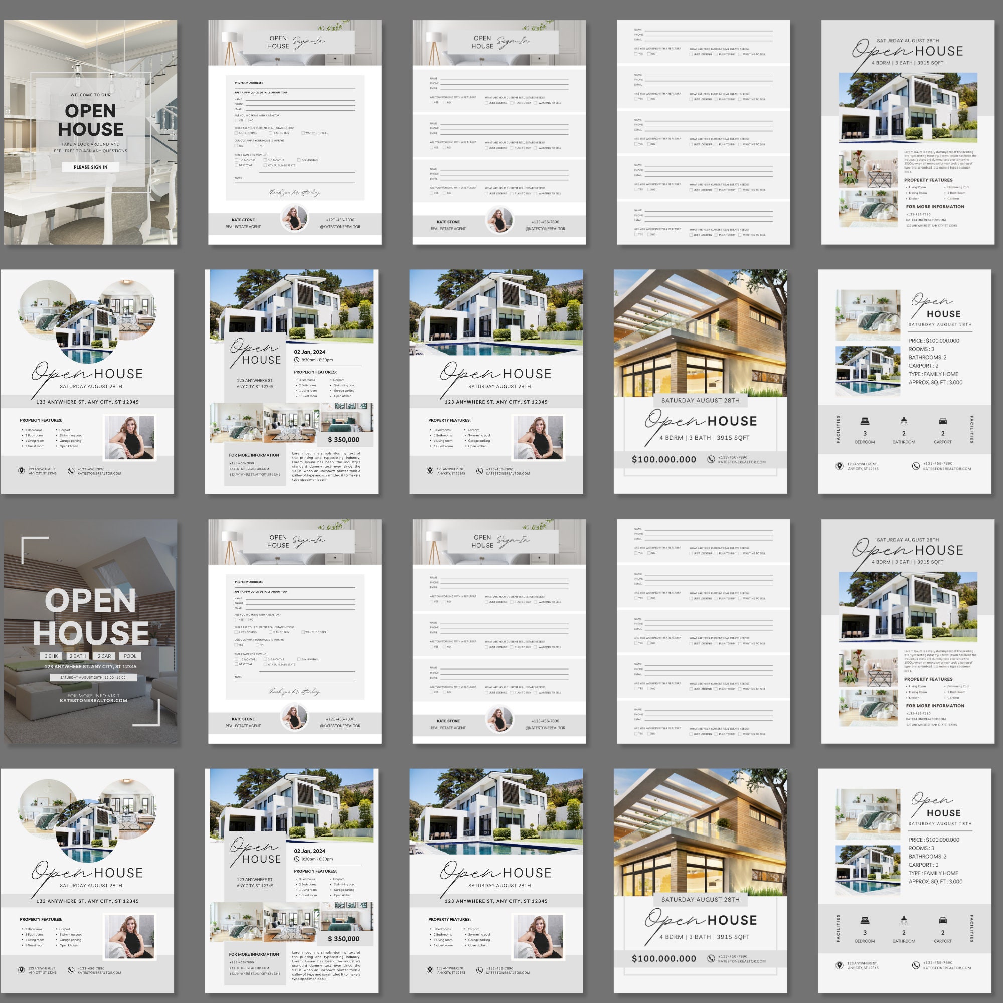 Open House Flyer Bundle, Open House Sign-in Sheet, Open House Welcome ...
