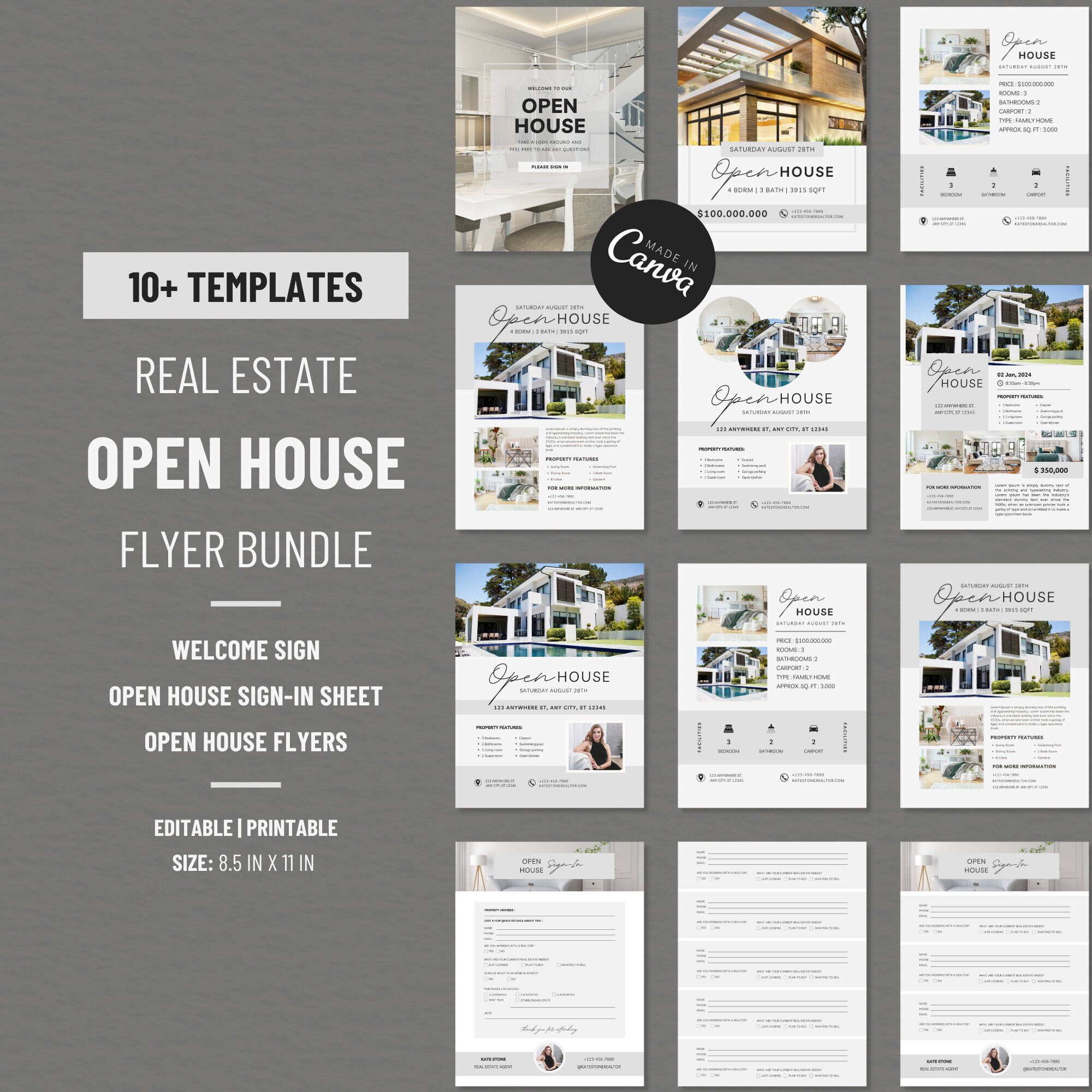 Open House Flyer Bundle, Open House Sign-in Sheet, Open House Welcome ...