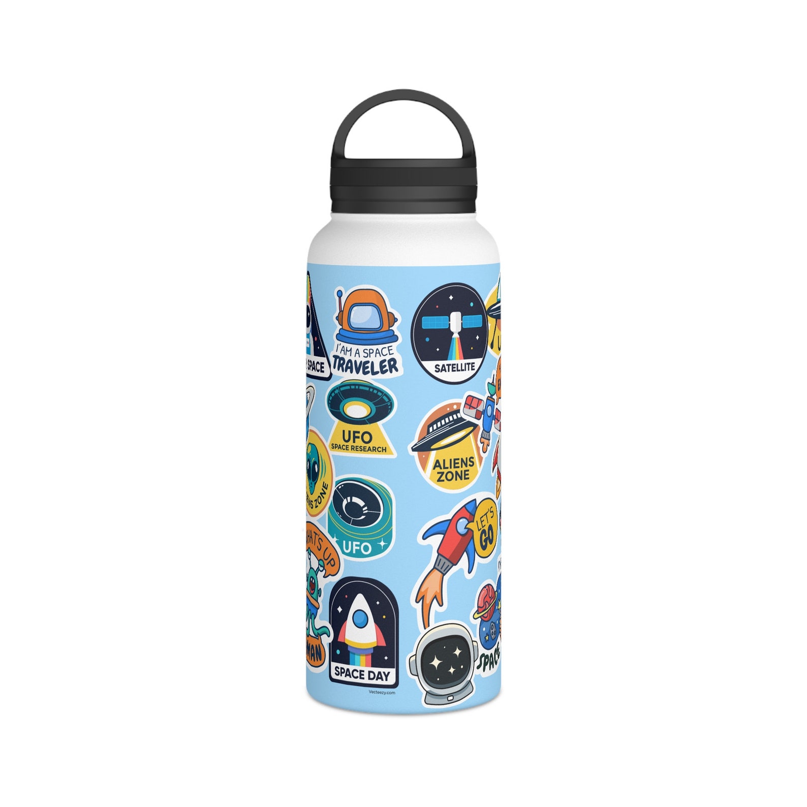 Sticker Collage Water Bottle, Water Bottle With Stickers, Space Theme ...