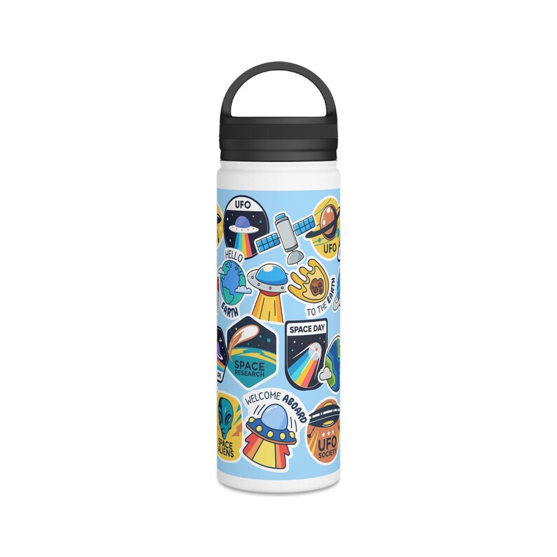 Sticker Collage Water Bottle, Water Bottle With Stickers, Space Theme ...
