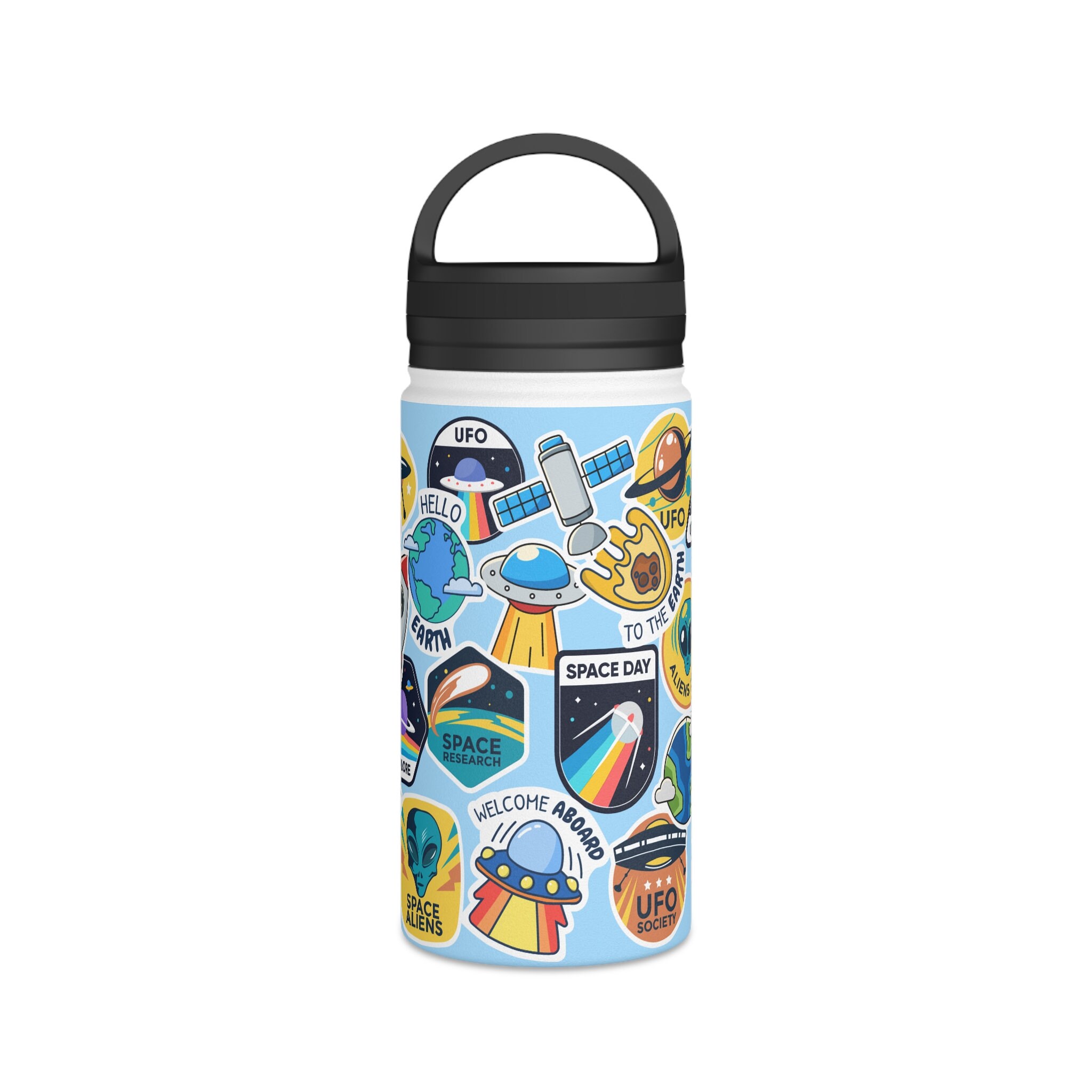 Sticker Collage Water Bottle, Water Bottle With Stickers, Space Theme ...
