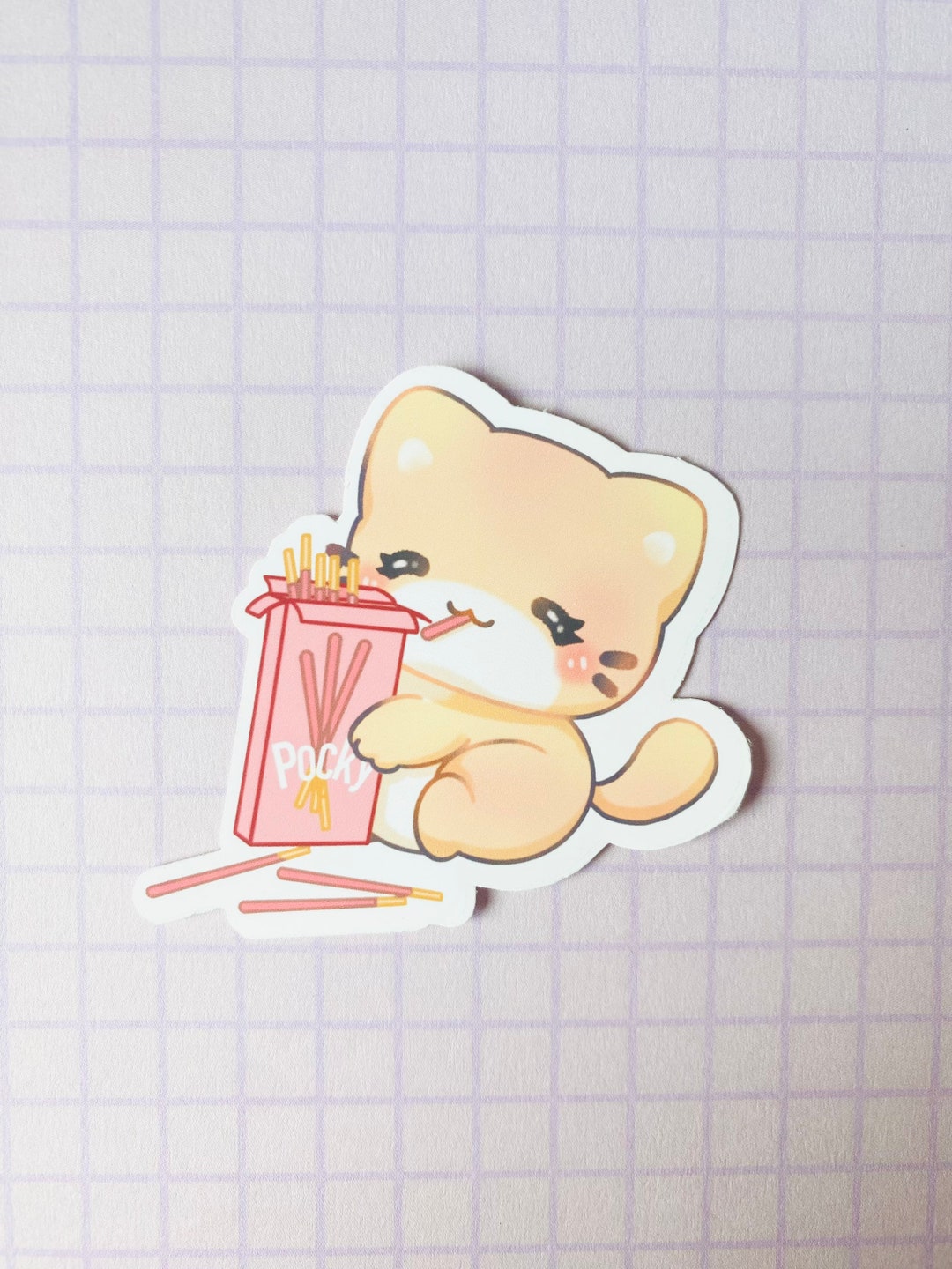 Kawaii Pocky Kitty Sticker Strawberry Pocky Sticker Kawaii Japanese ...