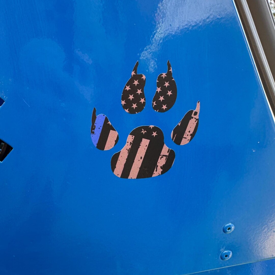 Thin Blue Line Paw Print K-9 Vinyl Decal - Etsy