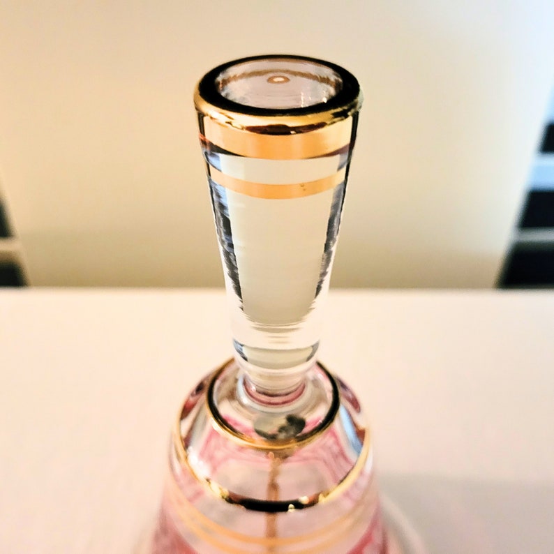 Bohemian Czech Cranberry Glass Bell Cut to Clear Crystal Gold crystal ...