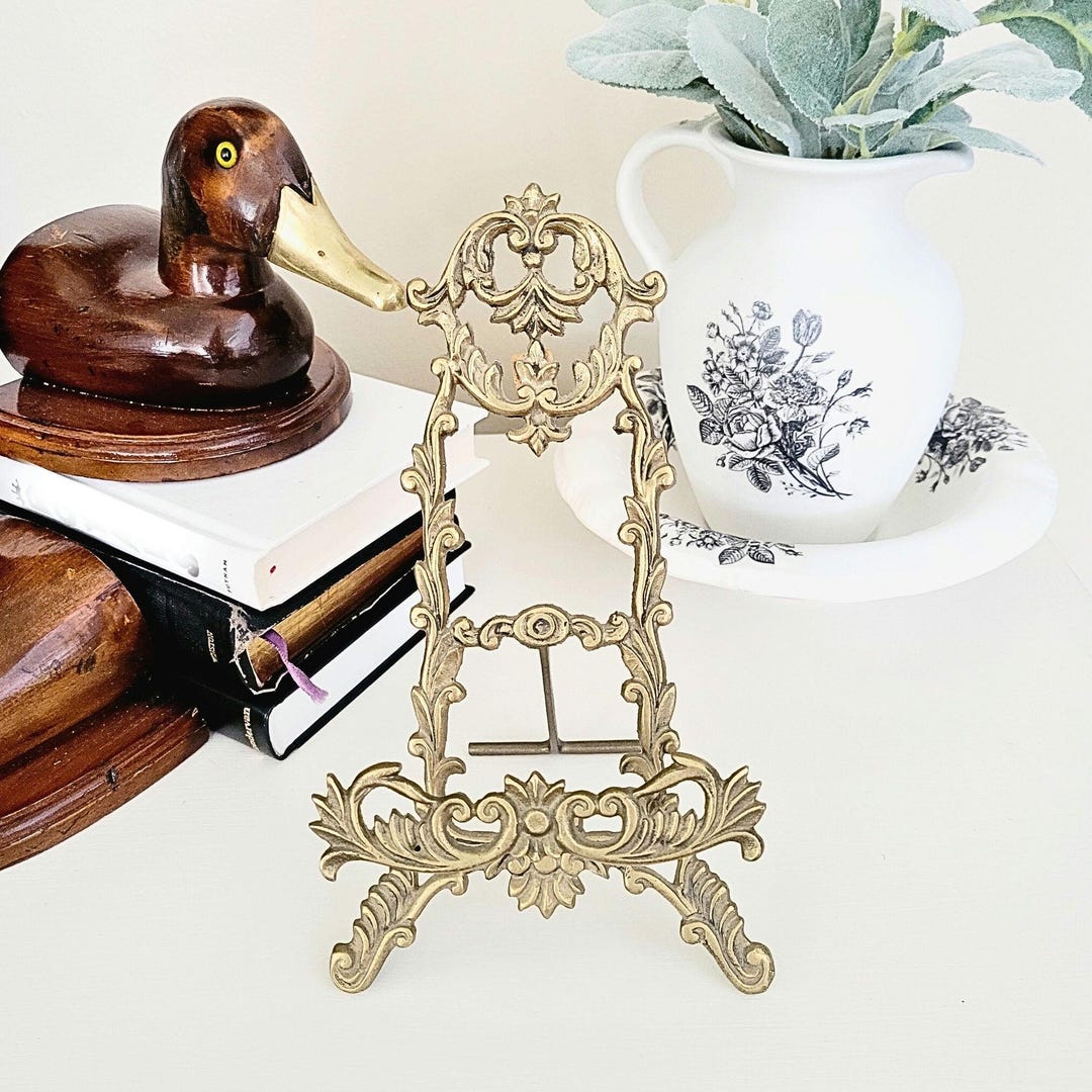 Rare Vintage Ornate Brass Easel - Picture Frame Holder - Tabletop Easel ...