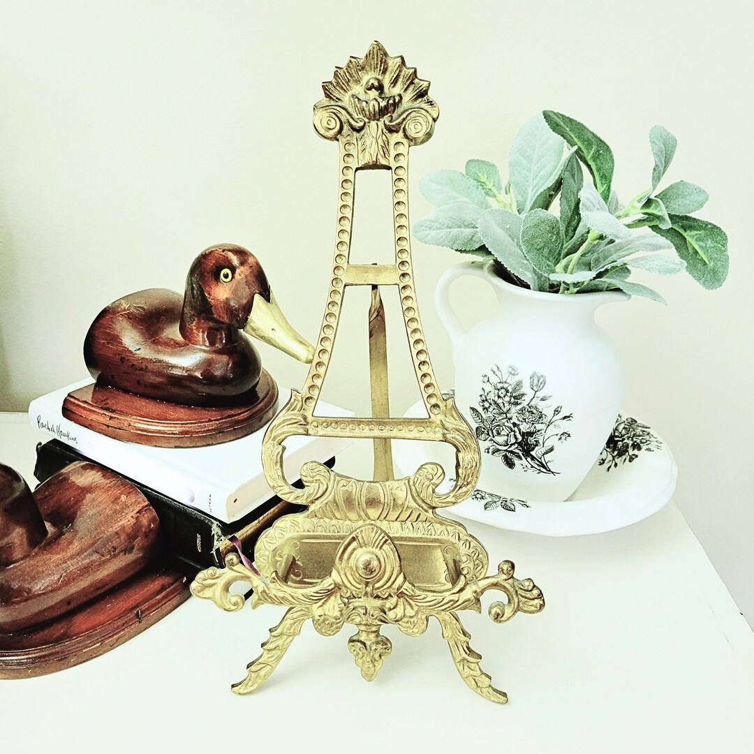 Vintage Extra Large Victorian Solid Brass Tabletop Easel - Ornate Picture/plate Display Easel - Etsy