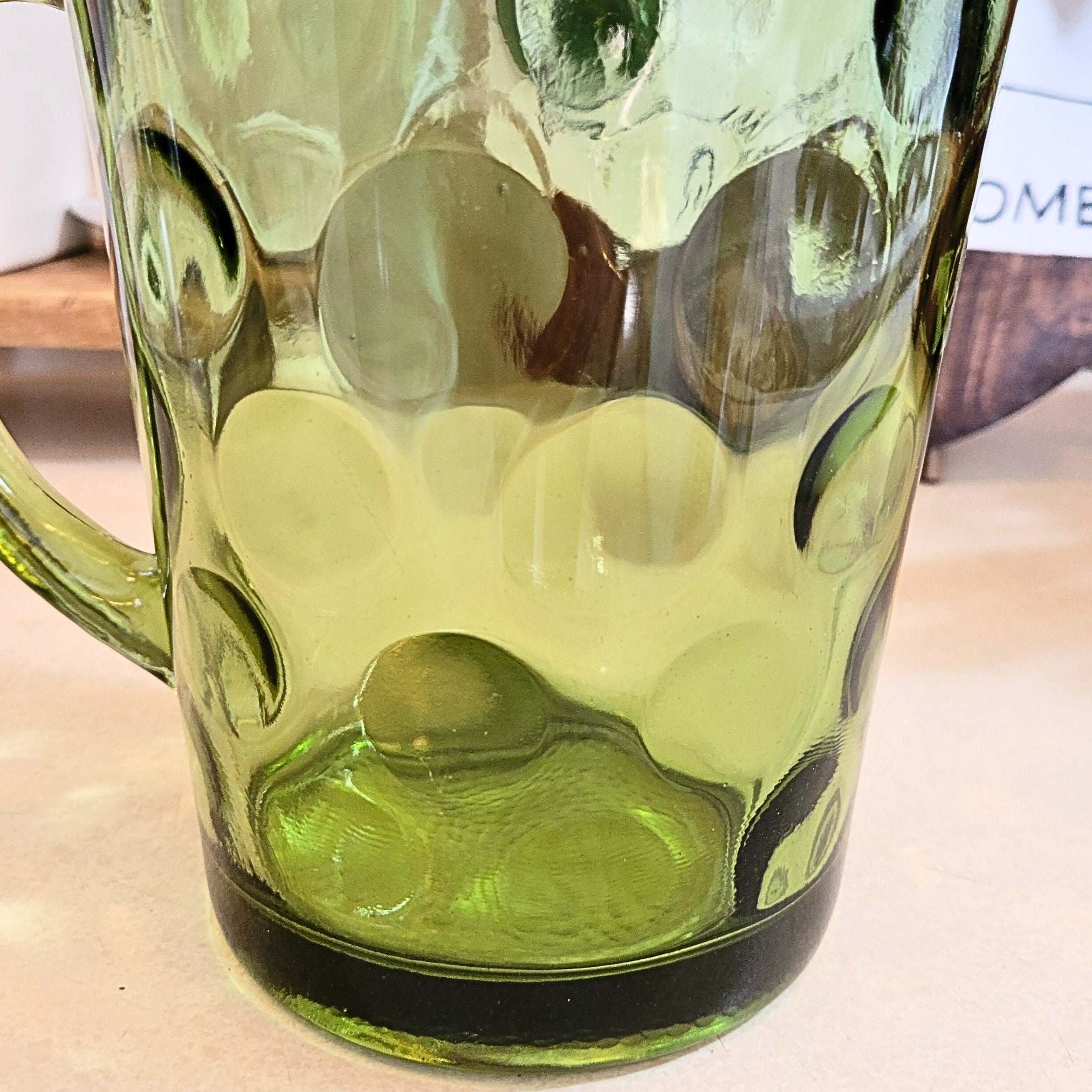 Vintage Hazel Atlas Emerald Green Glass Thumbprint Large Pitcher 1960s ...