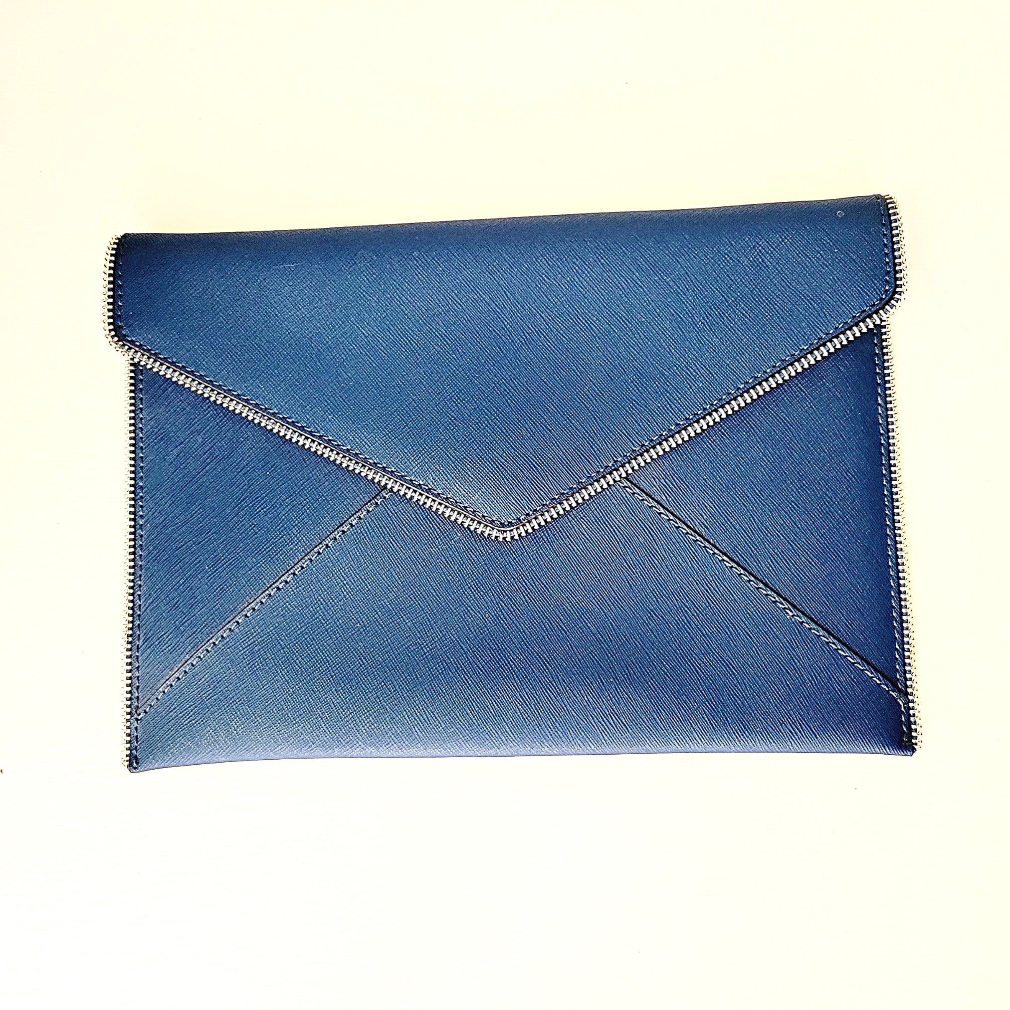 Rebecca Minkoff Blue Leather Envelope Leo Clutch Handbag - W/magnetic ...