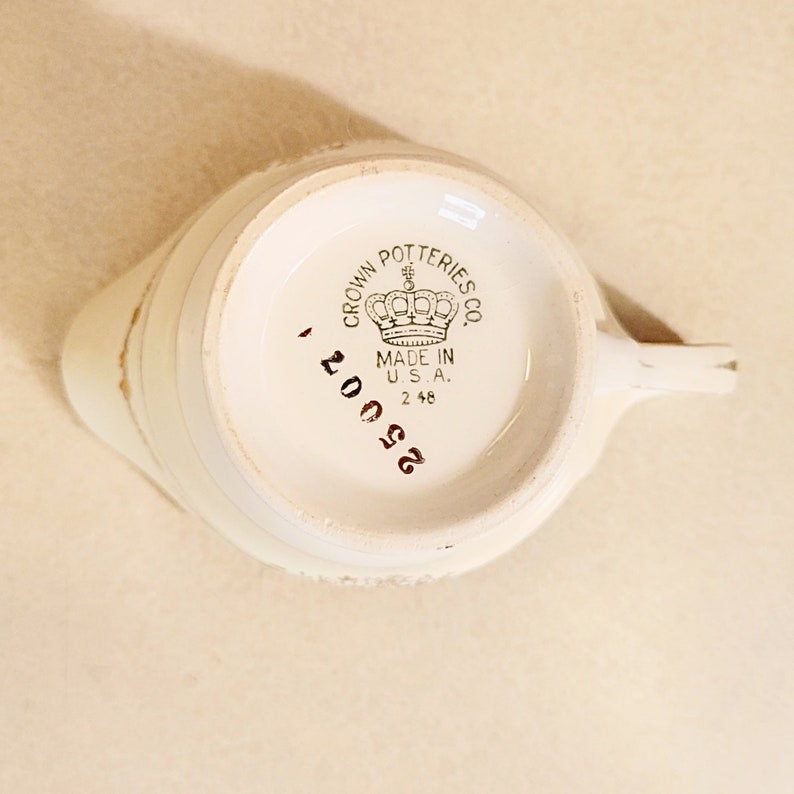 Crown Potteries Co. Vintage Creamer Gold Etching Made in USA 250071 - Etsy