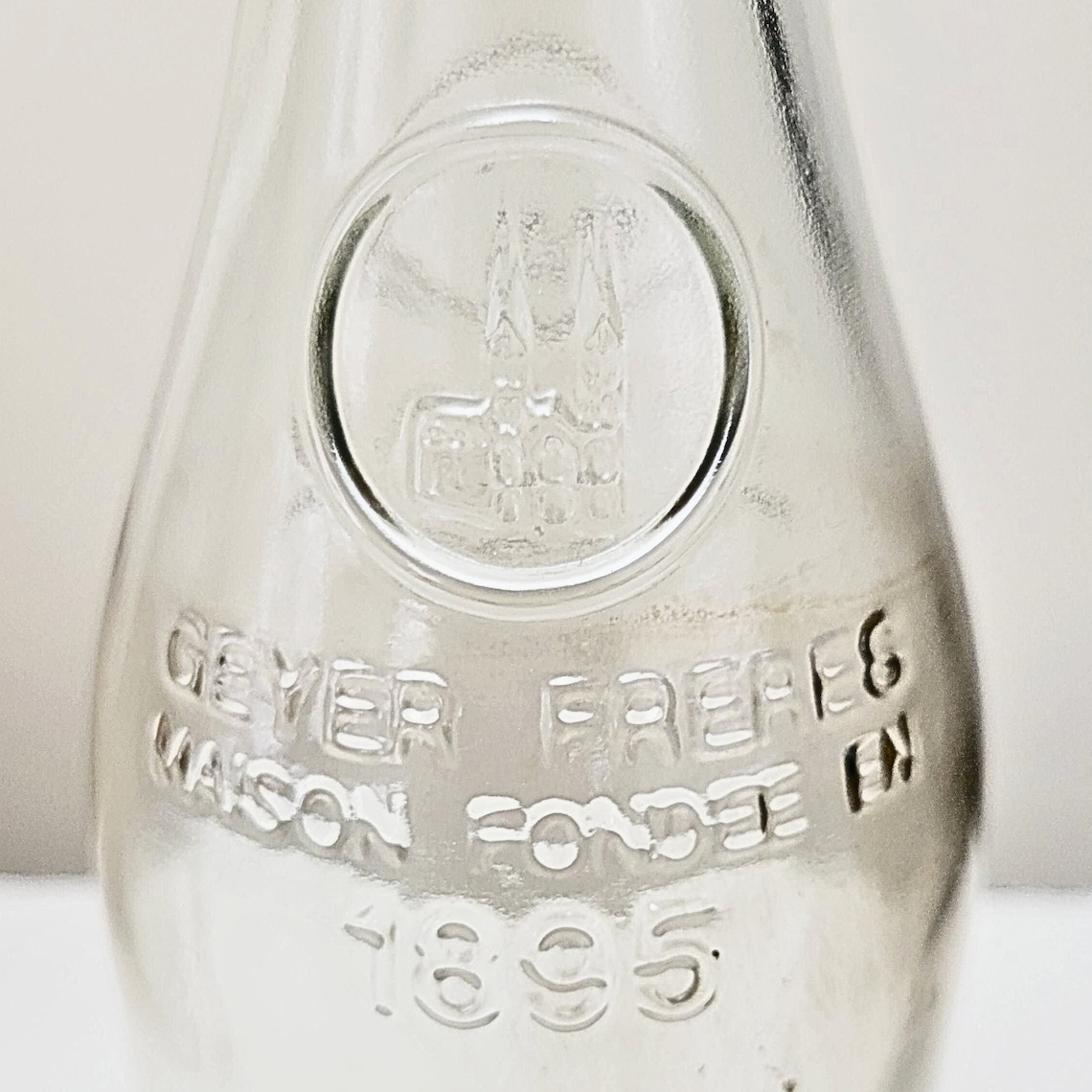 Vintage Geyer Freres Maison Fondee En 1895 Clear Glass Bottle W/bail ...
