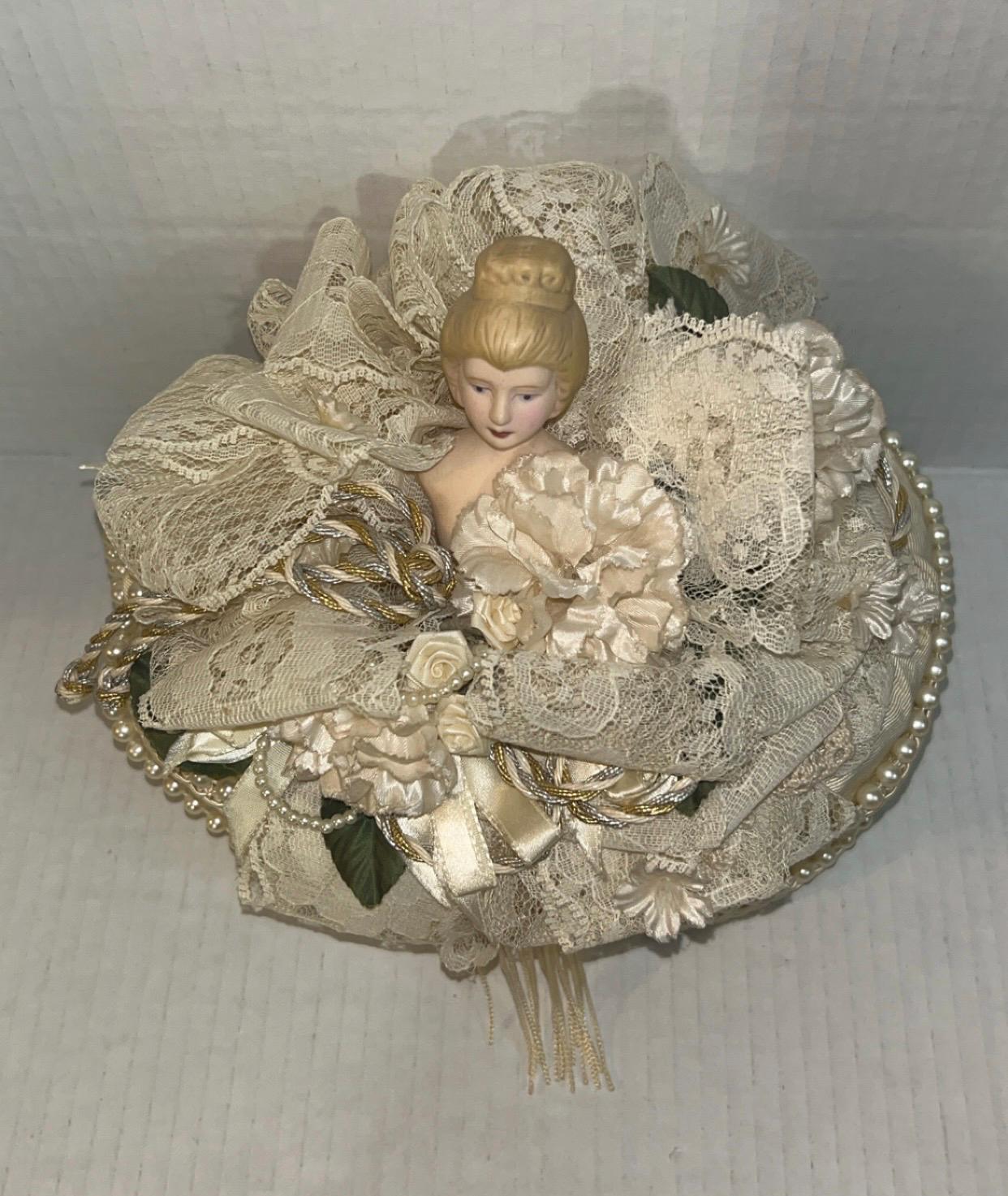Vintage Victorian Lace & Pearl Keepsake Dresser Storage Jewelry Box ...