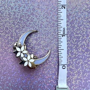 Purple Moon With White Flowers Silver Hard Enamel Pin - Etsy