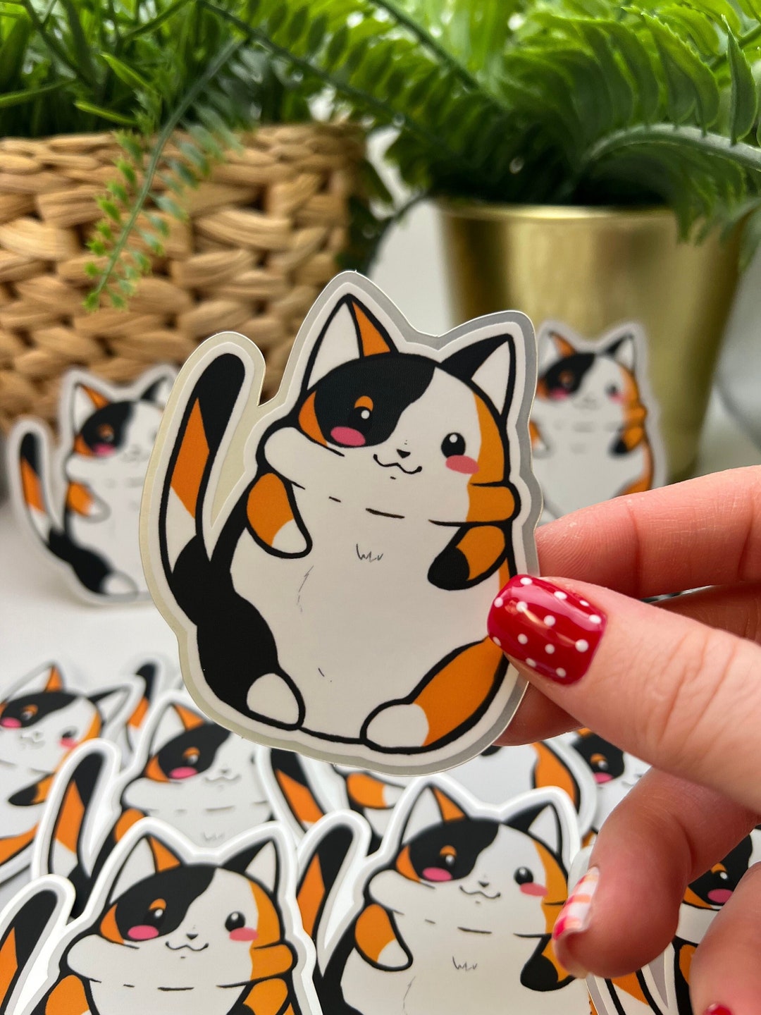 Cute Chonky Calico Cat Vinyl Sticker - Etsy