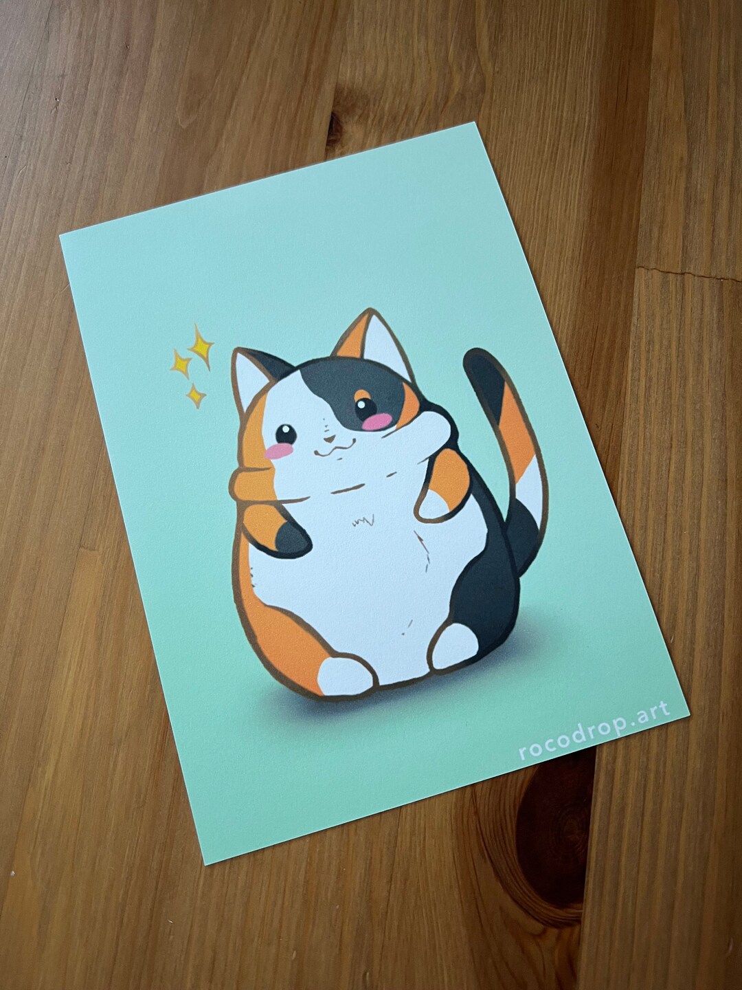5 X 7 Mini Art Print | Cute Chonky Calico Cat | Original Art - Etsy