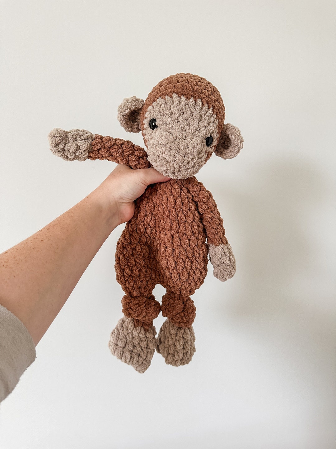 Max Monkey Snuggler Mini Monkey Lovey Zoo Nursery Decor Heirloom Gift ...