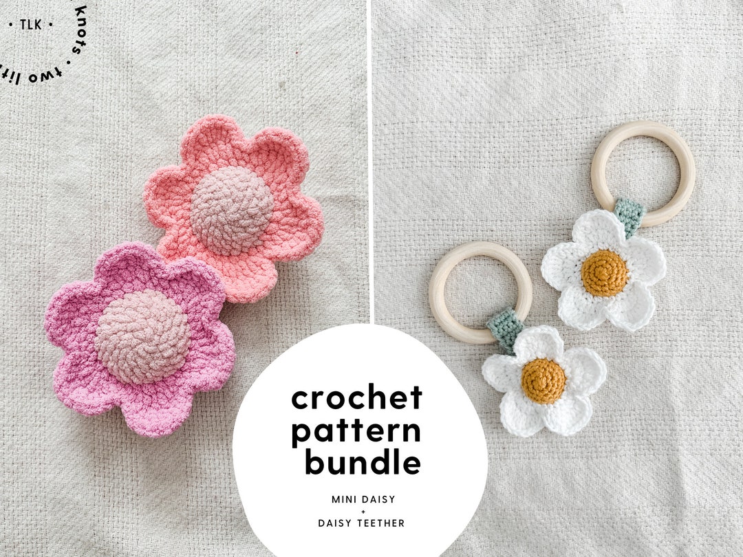 PATTERN BUNDLE | Mini Daisy Crochet Pattern | Daisy Teether Crochet ...