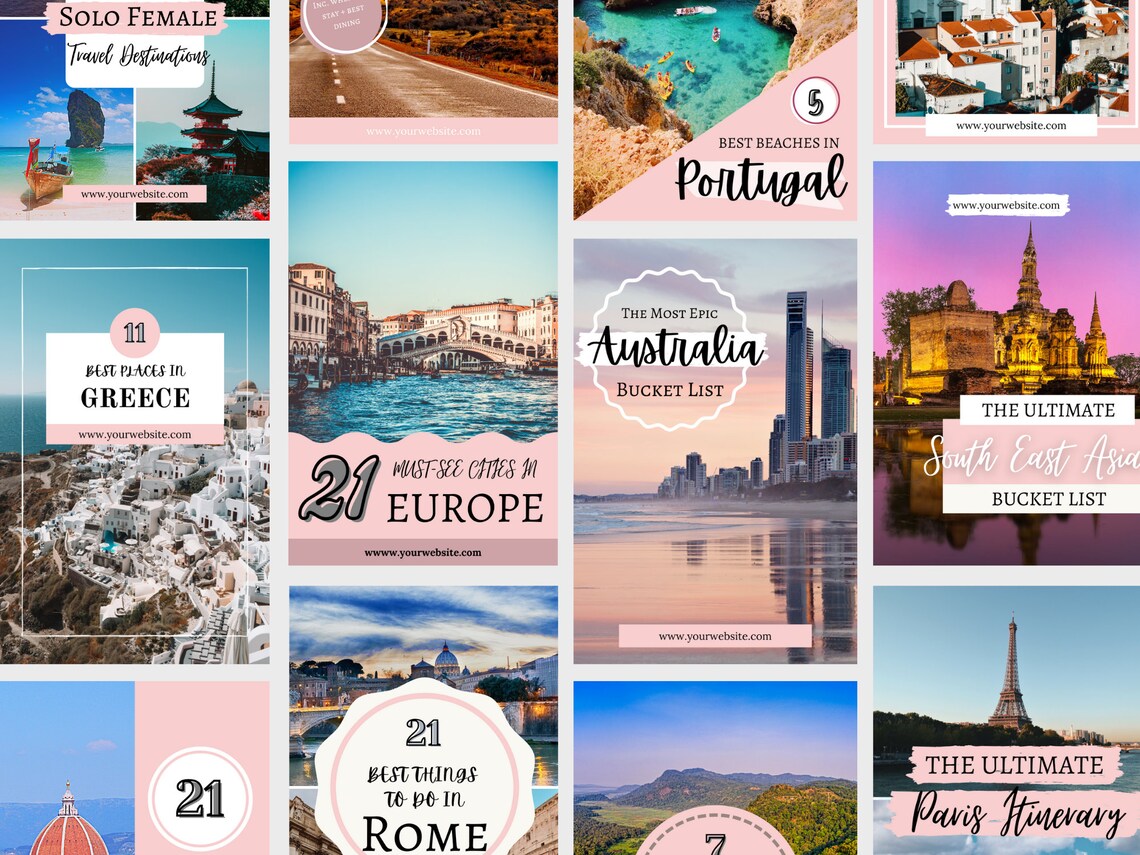 12 Customisable Pinterest Templates Travel Blogger Pinterest | Etsy UK