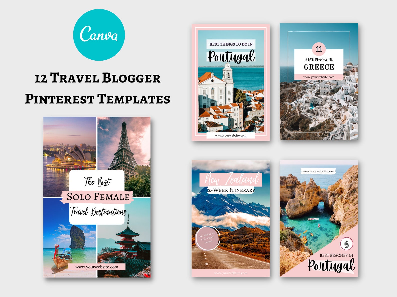 12 Customisable Pinterest Templates Travel Blogger Pinterest | Etsy UK