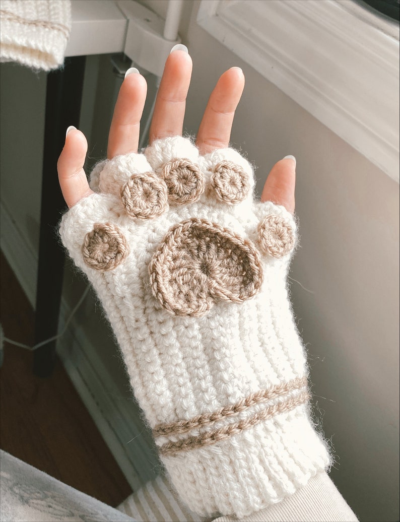 Cat Paw Fingerless Mittens Crochet Pattern - Etsy