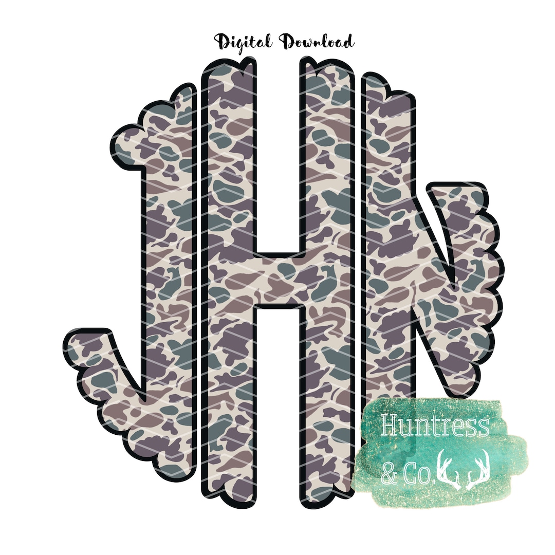 Retro Camo Monogram PNG - Etsy