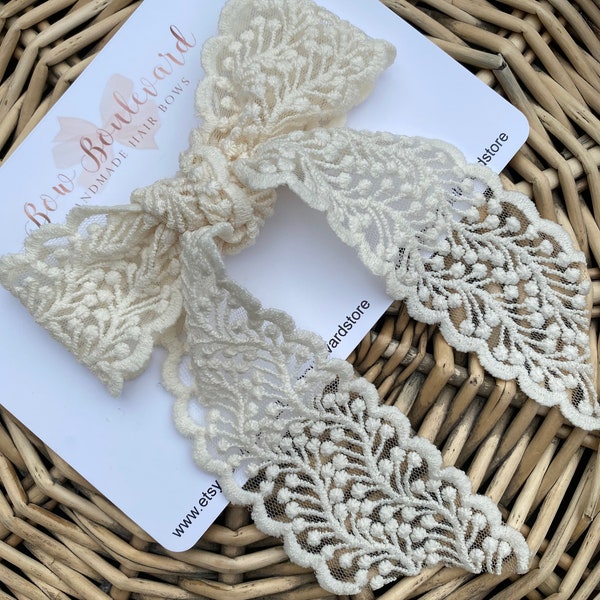 Cream Bow - Etsy