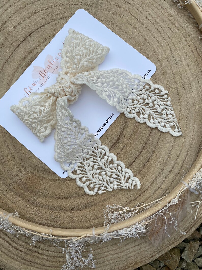 Cream Lace Bow - Etsy