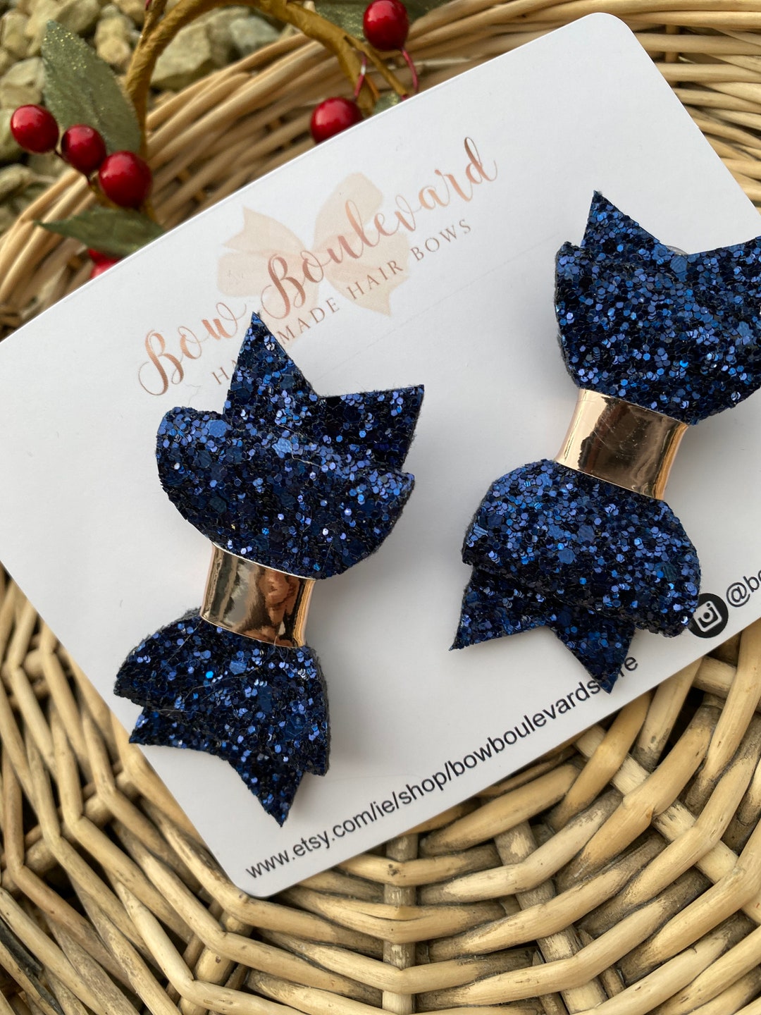 Navy Blue Sparkly Pigtail Clips - Etsy