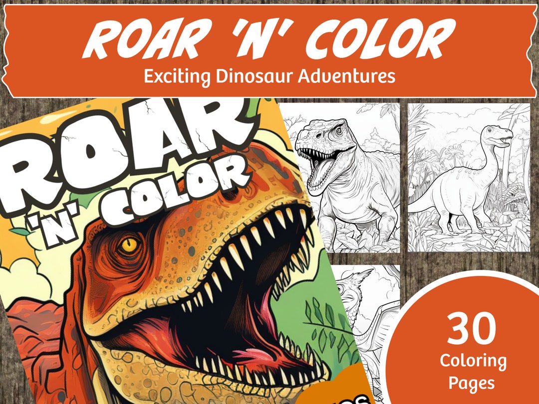 Roar N Color: Exciting Dinosaur Coloring Pages for Kids - Etsy