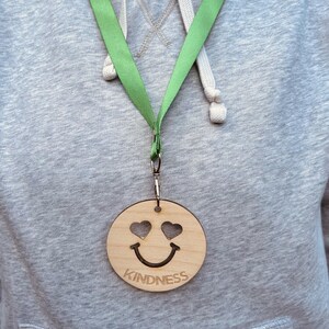 Personalised Wooden Smile Medal, School Reward Badge, Star Student ...