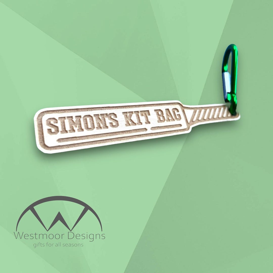 Personalised Cricket Bat Keyring, Kit Bag Tag - Wooden Cricket Gift ...