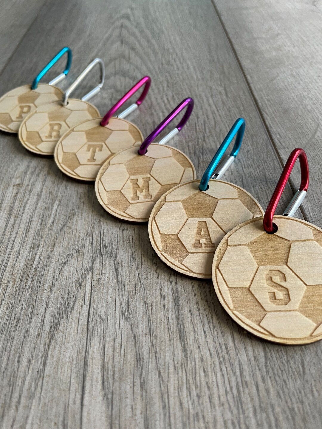 Personalised Wooden Football Keyrings - Eco Friendly Party Bag Fillers ...