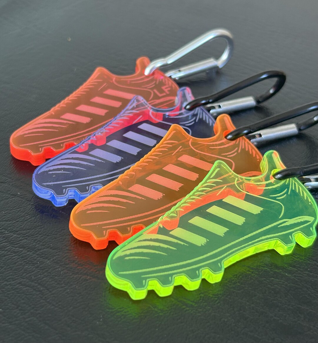 Fluorescent Football Boot Keyring: Acrylic Sports Bag Tag - Etsy