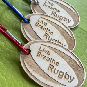Wooden Rugby Ball Keyring, Bag Tag, Stocking Filler, Unique Gift - Etsy
