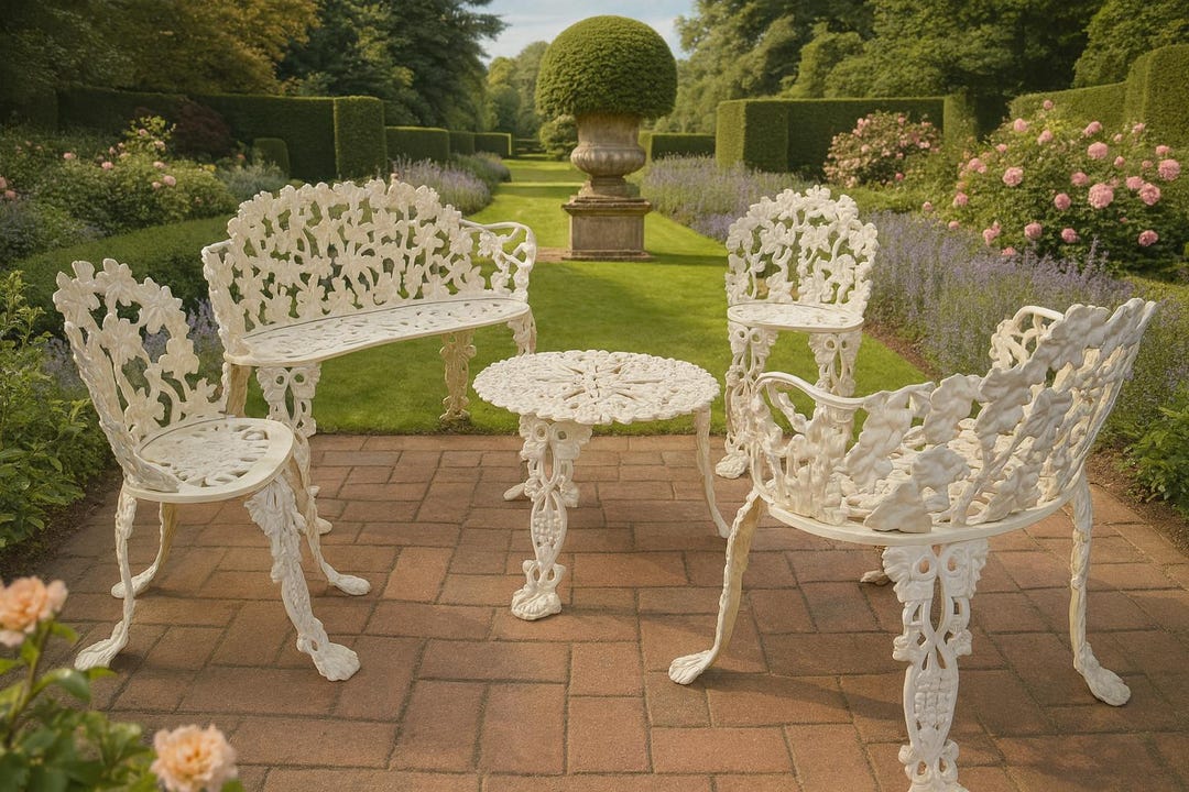 Five Piece Cast Iron Grapevine Garden Complete Set - Etsy