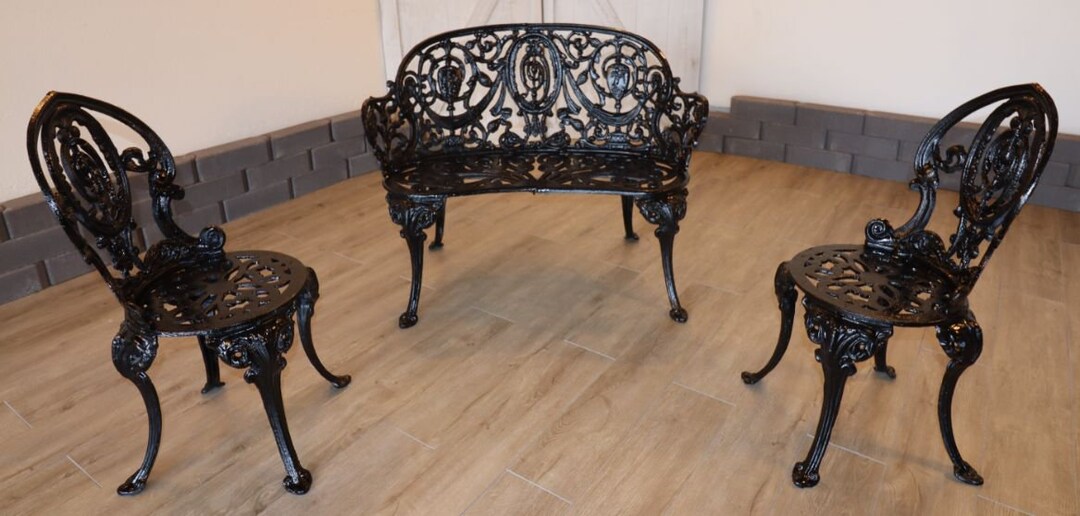 Antique French Baroque Cast Iron Garden Patio Set heavy - Etsy