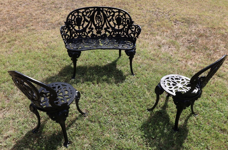 Antique French Baroque Cast Iron Garden Patio Set - Etsy