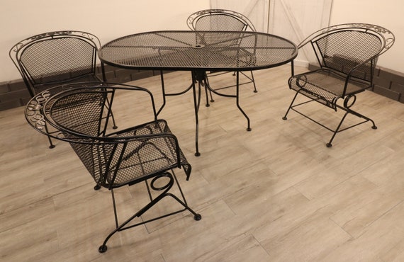Vintage MeadowCraft Wrought Iron Patio Set Etsy