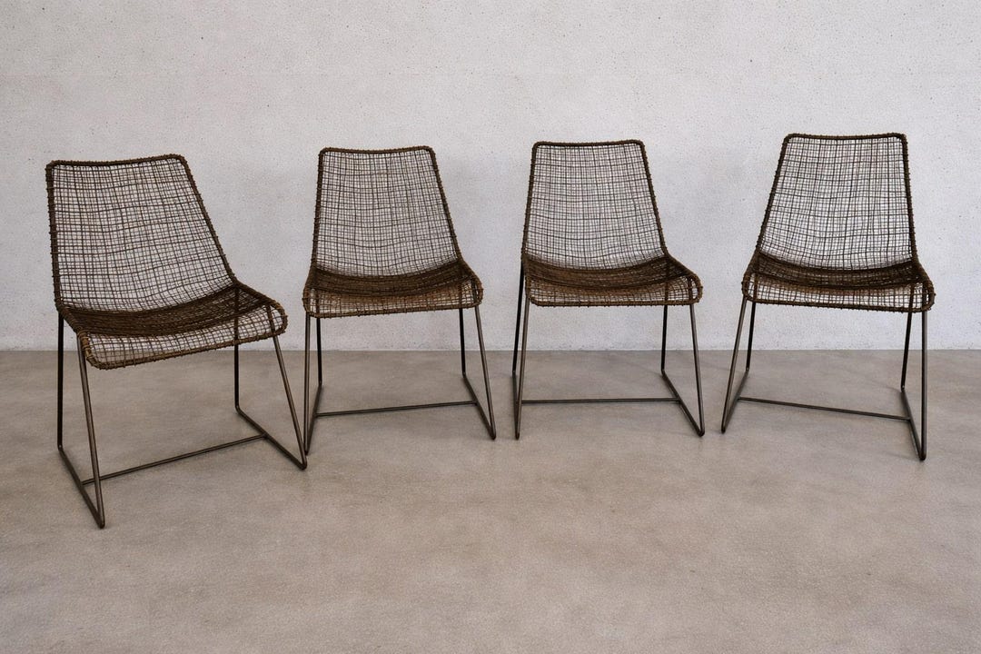Sonoma Wire Mesh Chairs With Sled Bases, Set of 4 - Etsy