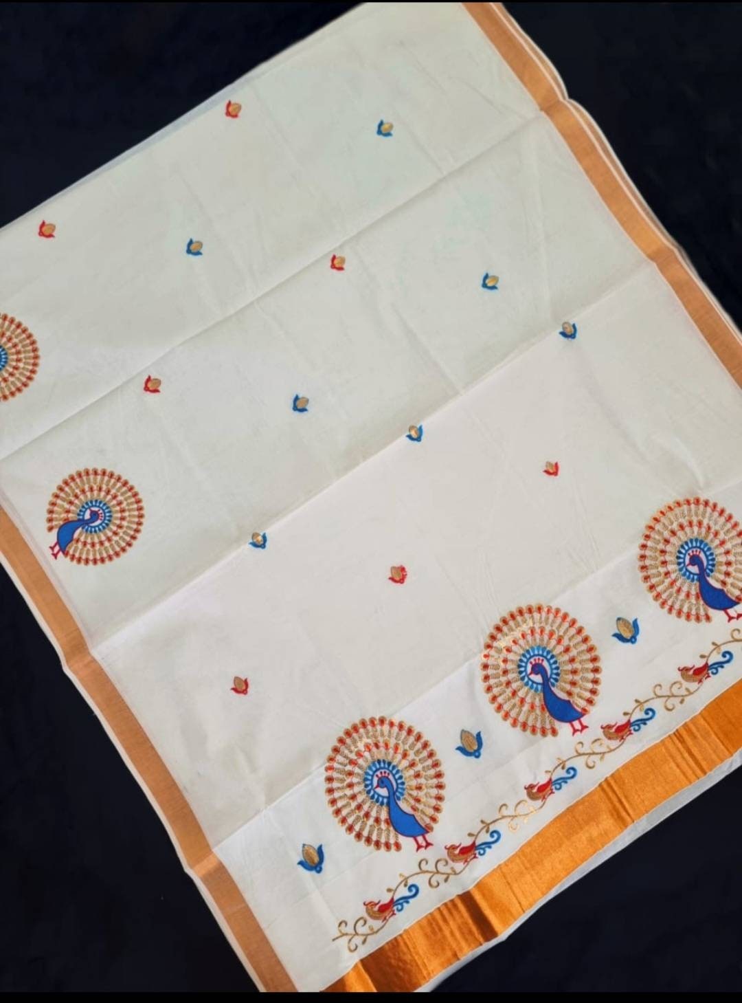 Onam Special Cotton Kerala Settu Saree With Rare Copperish - Etsy UK