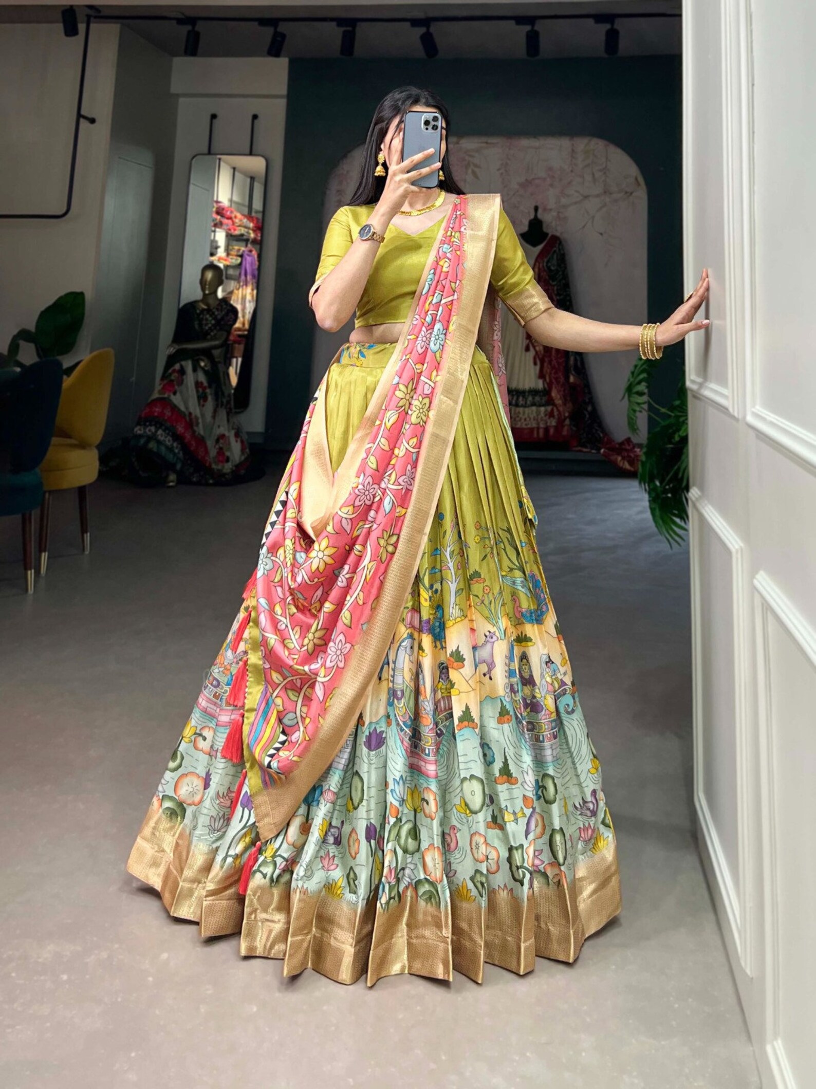 Kalamkari Lehenga Set Ghagra Garba Haldi Mehndi Indian Skirt Set for ...