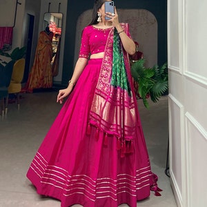 Cotton Lehenga Set With Gota Ghagra Garba Indian Skirt Lehenga for ...