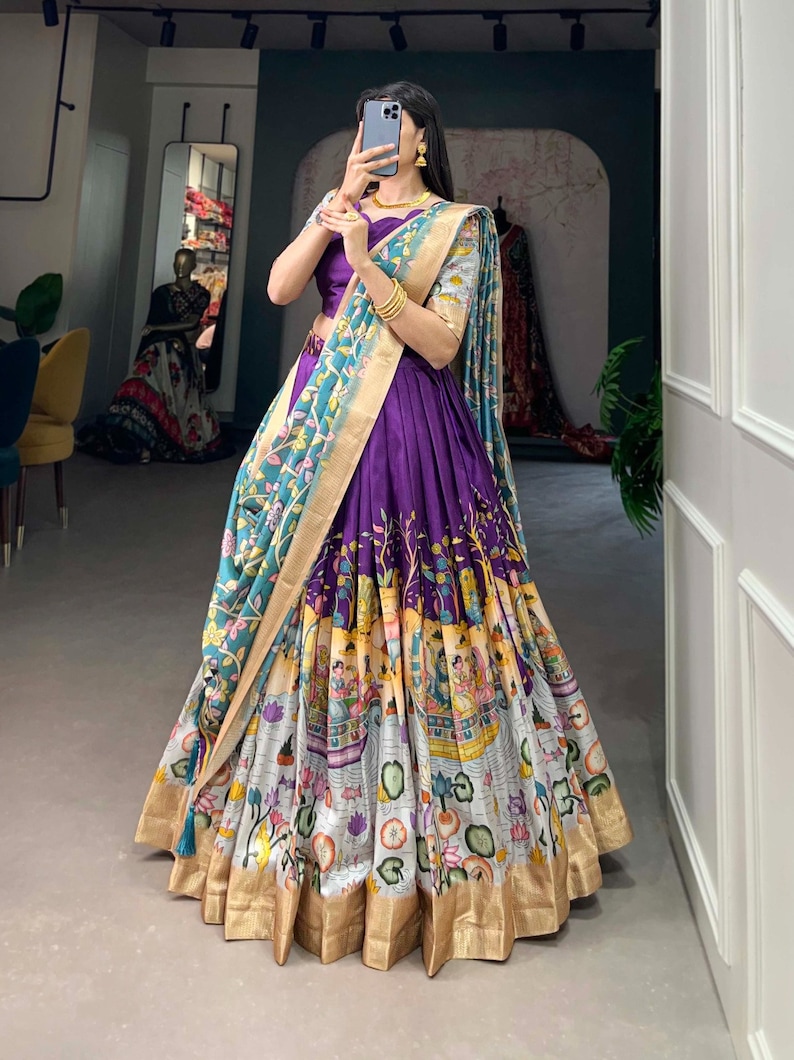Kalamkari Lehenga Set Ghagra Garba Haldi Mehndi Indian Skirt Set for ...
