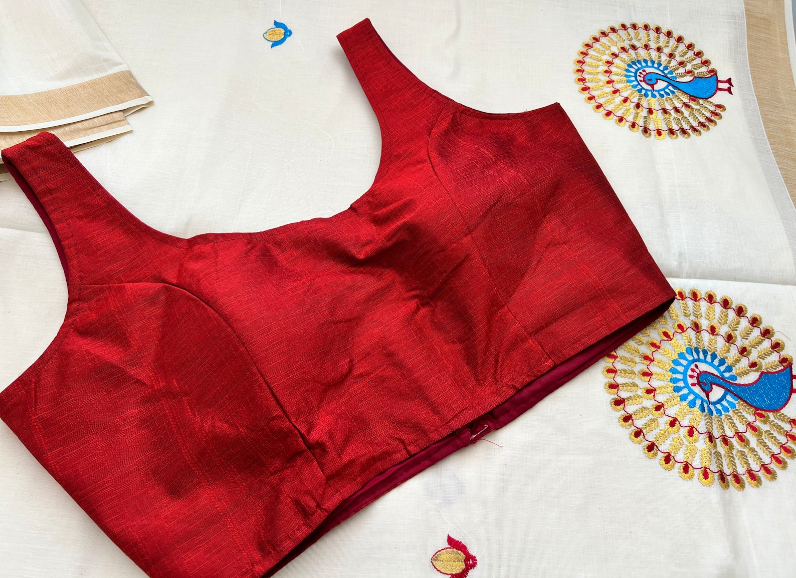 Onam Special Cotton Kerala Settu Saree With Rare Copperish Gold Kasavu ...