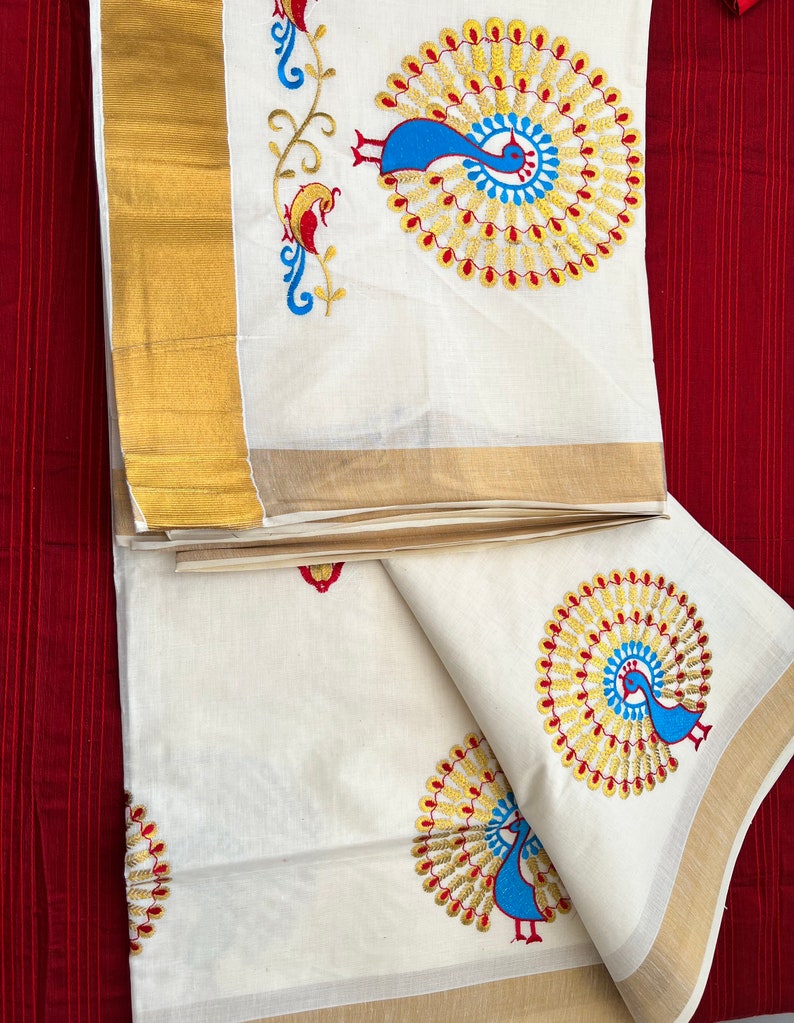 Onam Special Cotton Kerala Settu Saree With Rare Copperish - Etsy