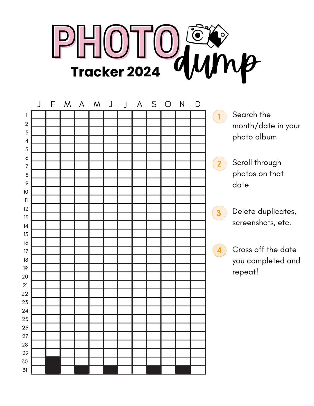 2024 Printable Photo Dump Tracker - Etsy